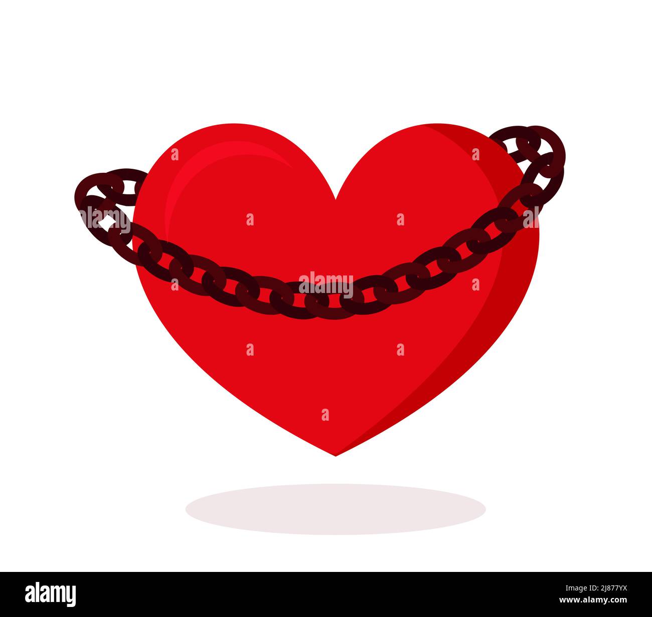 Locked heart. Heart wrapped in chains. Heart in golden chains. Vector ...