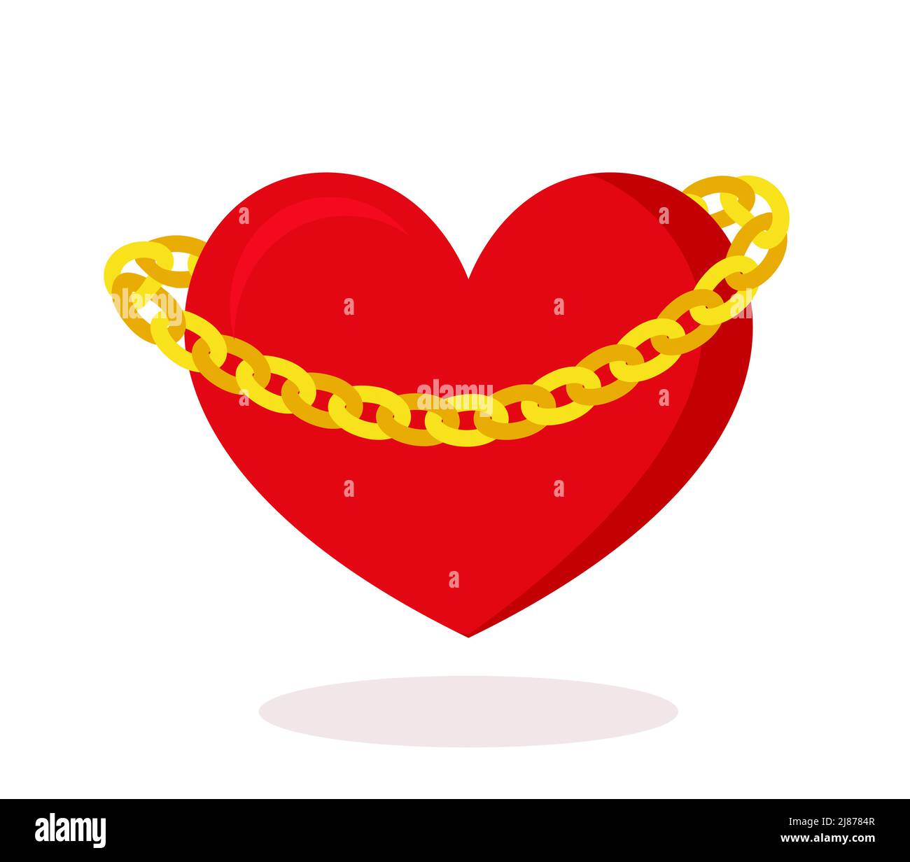 Locked heart. Heart wrapped in chains. Heart in golden chains. Vector ...