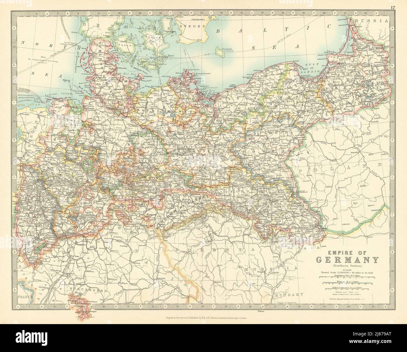 GERMAN EMPIRE NORTH showing important battlefield & dates. JOHNSTON ...
