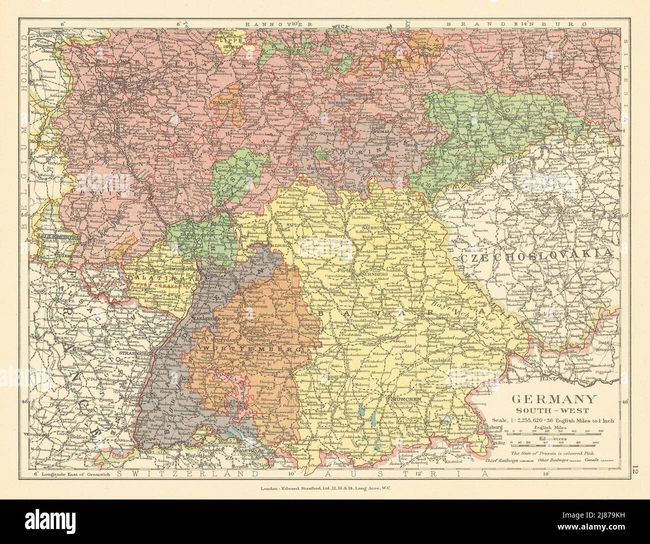 Germany South-West. Saar Basin Protectorate post-WW1. Bavaria STANFORD ...