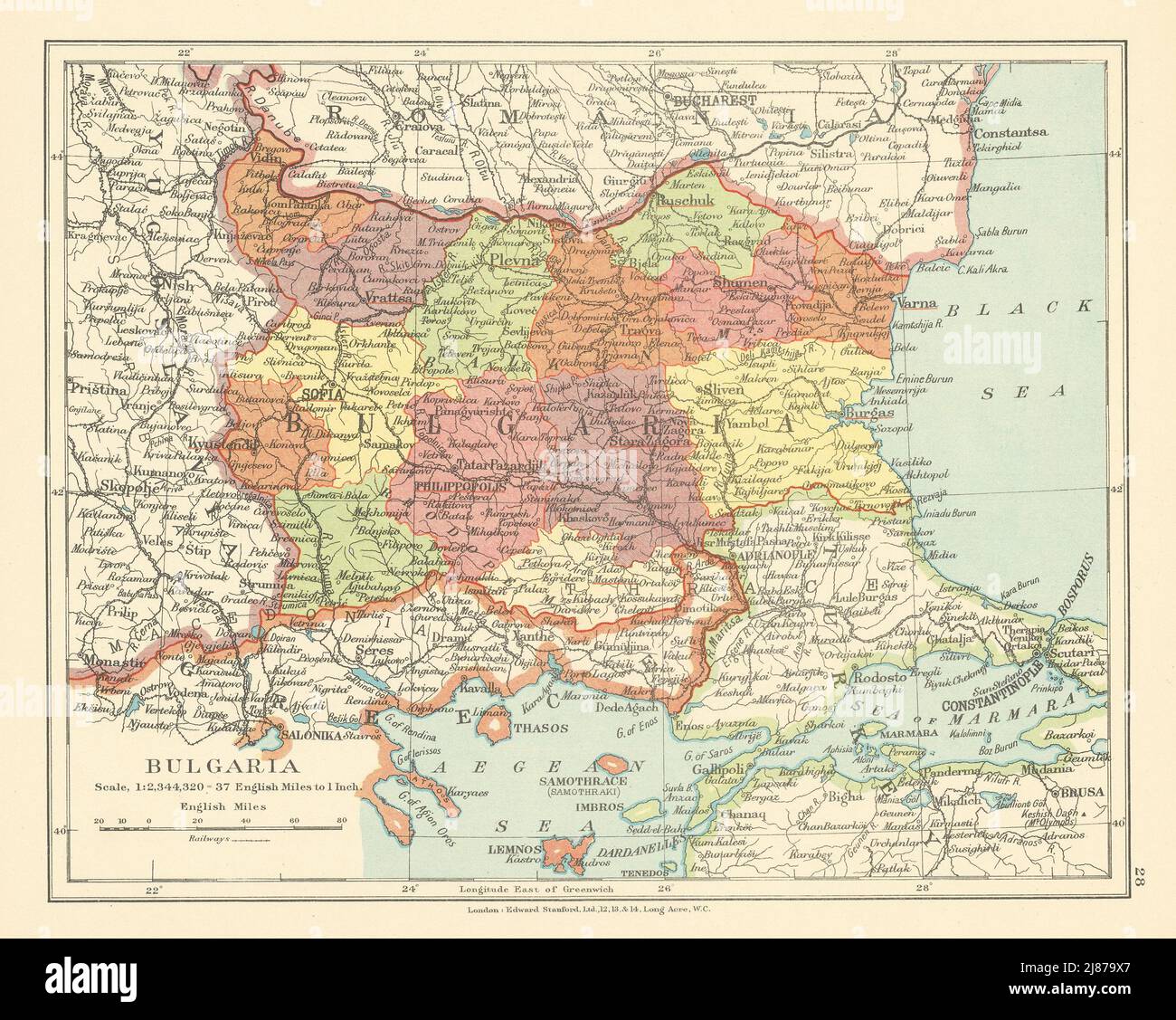 Bulgaria turkey map old hi-res stock photography and images - Alamy