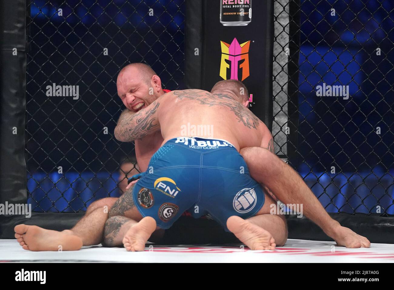 Lee Chadwick (right) pins Maciej Rozanski during the Light Heavyweight ...