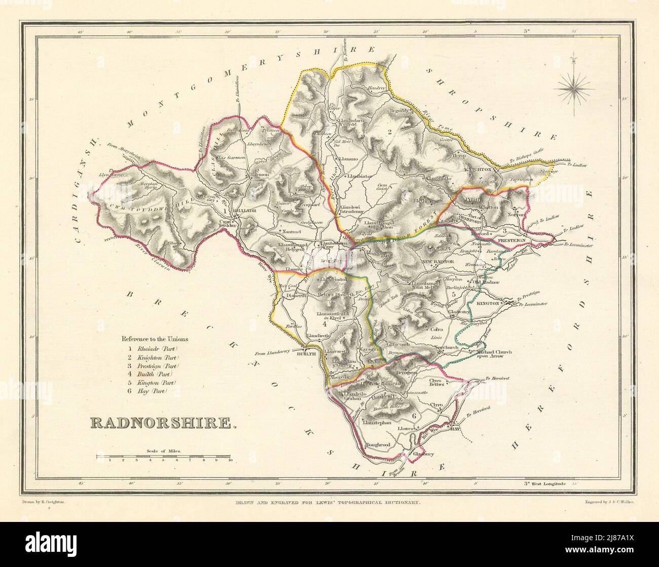 Antique county map of RADNORSHIRE by Creighton & Walker for Lewis c1840 ...