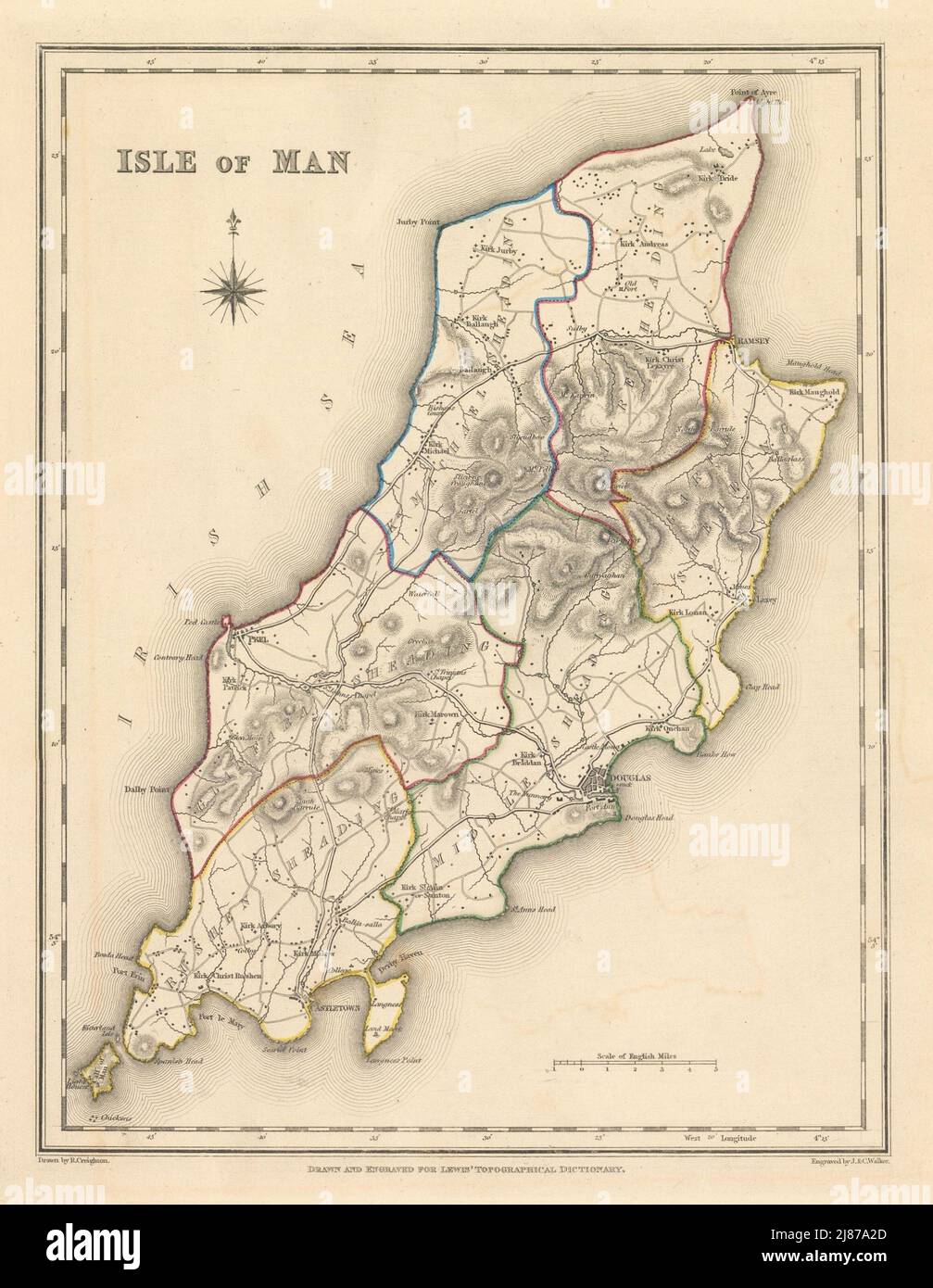 Antique map of the ISLE OF MAN by Creighton & Walker for Lewis c1840 ...
