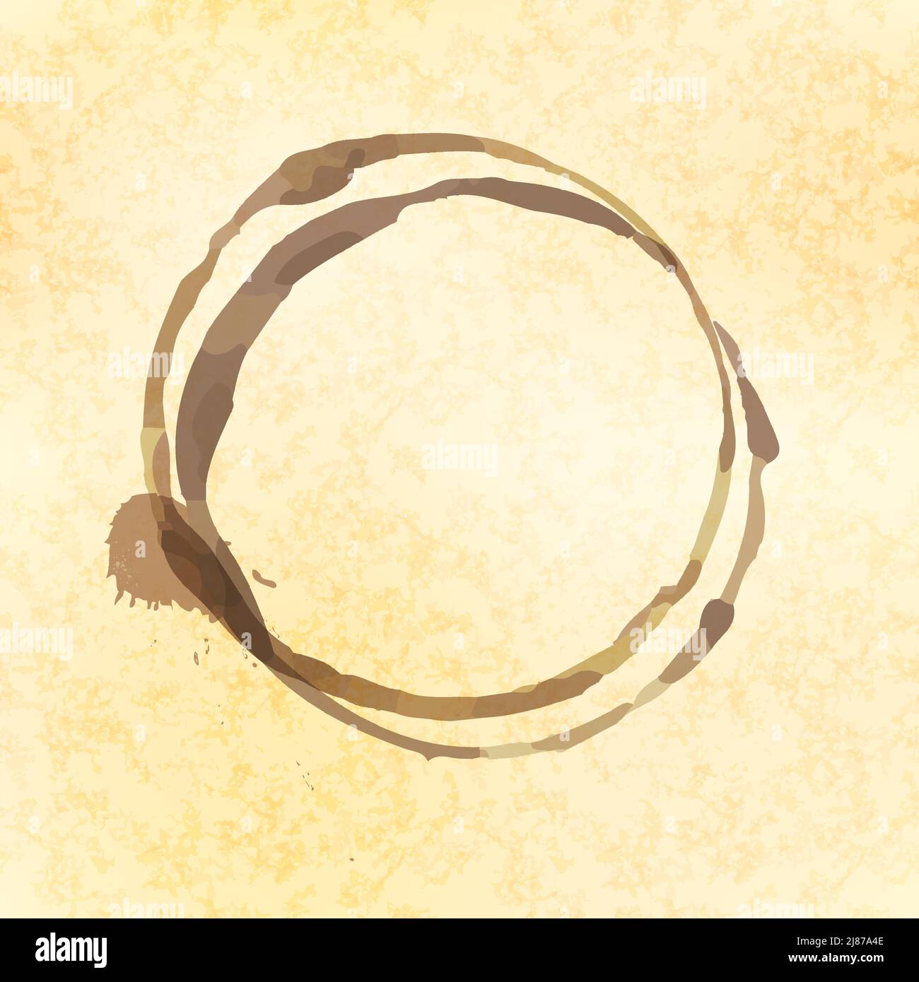 Multiple brown round shaped coffee cup stain on old vintage paper Stock ...