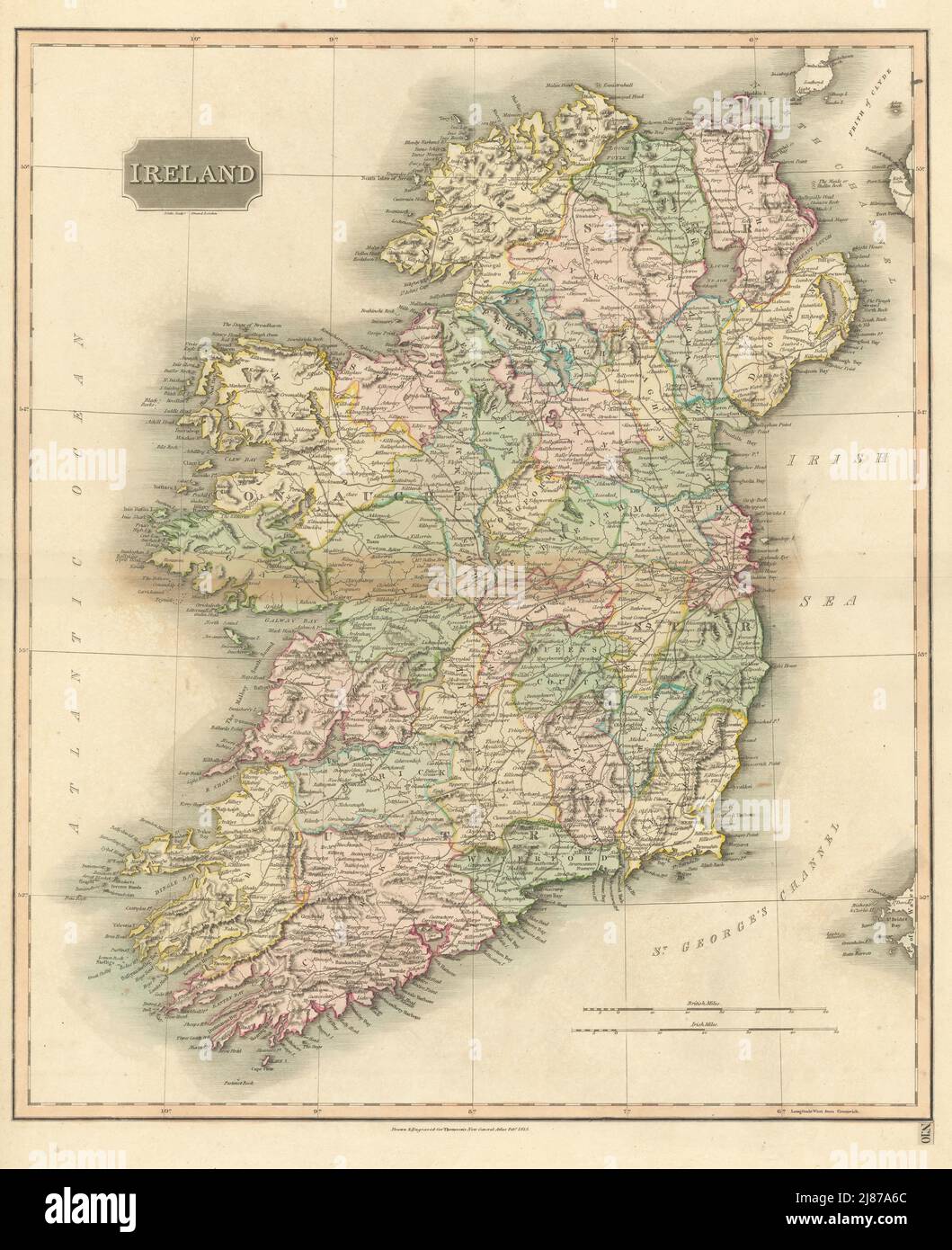 "Ireland" by John Thomson. Coach roads 1817 old antique vintage map ...