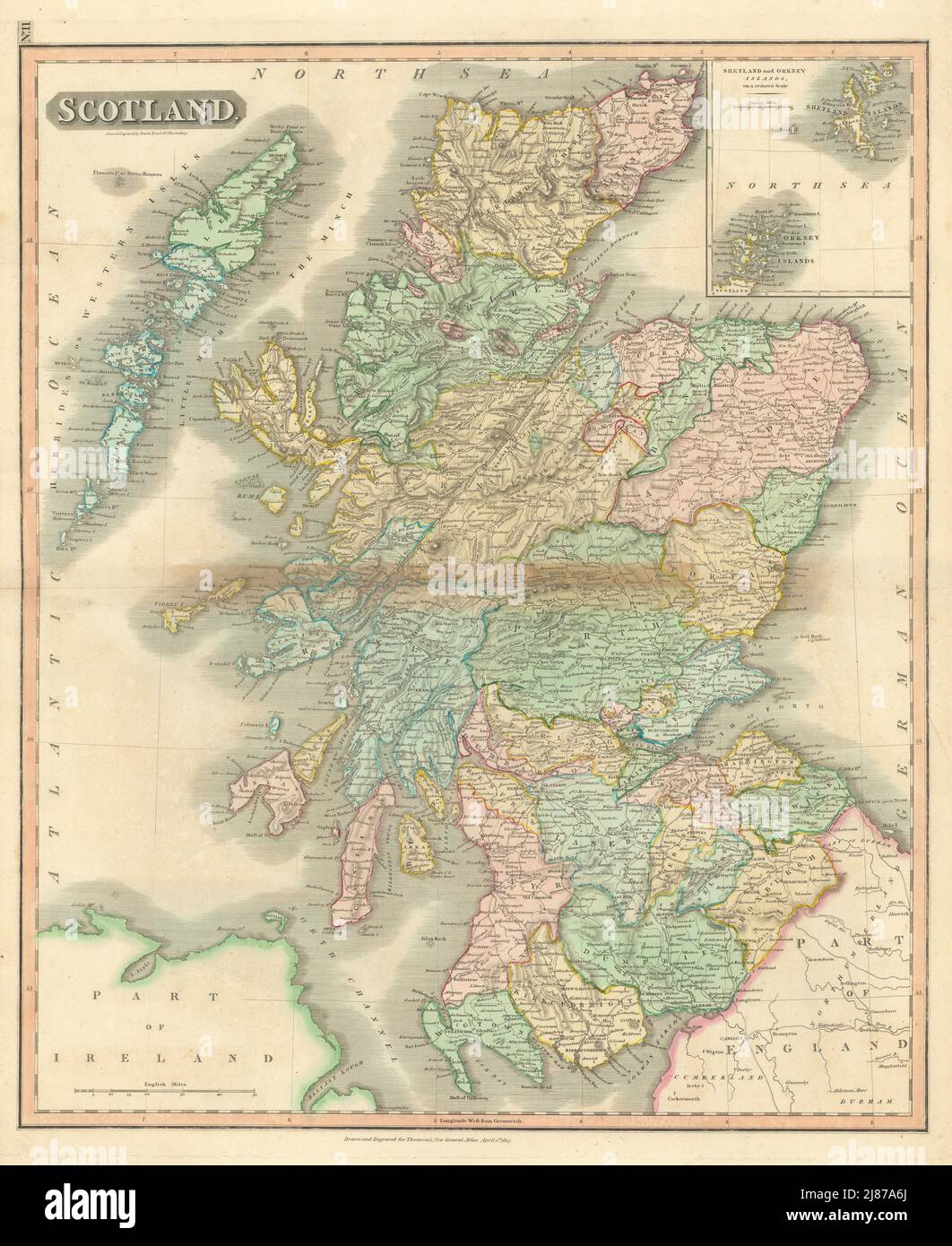 "Scotland" by John Thomson. Coach roads 1817 old antique map plan chart ...