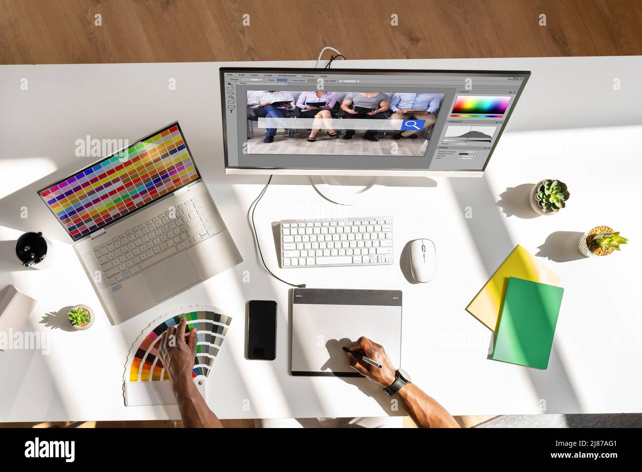 Top view male designers hand hi-res stock photography and images - Alamy