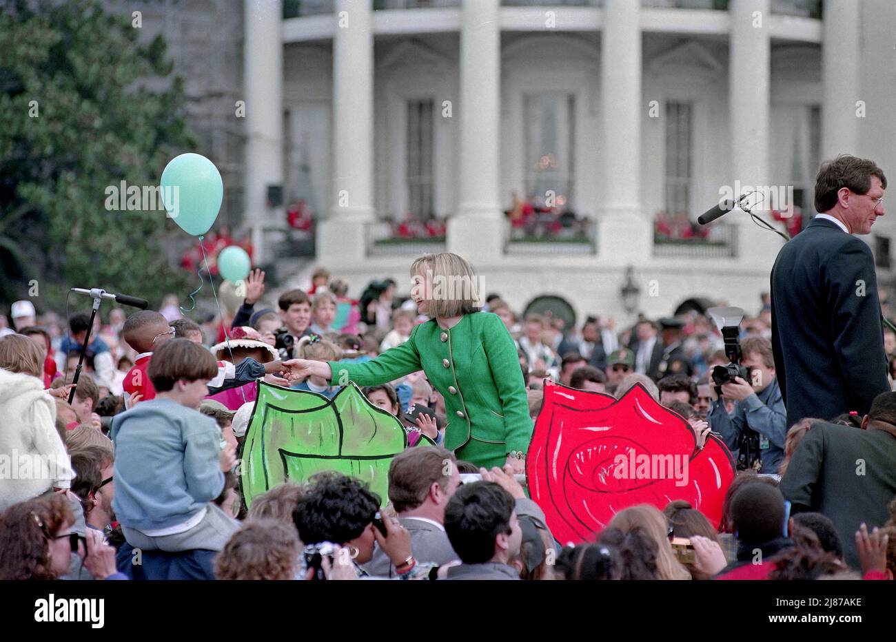 WASHINGTON DC - APRIL 12,1993 First Lady Hillary Clinton welcomes ...