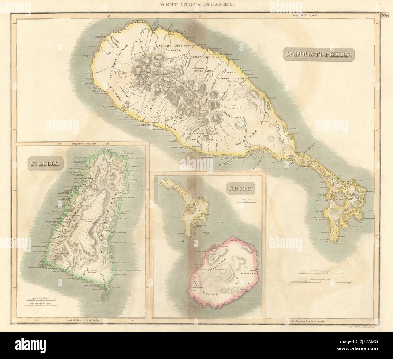 St Christophers, Nevis & St Lucia. St Kitts. West Indies. THOMSON 1817 ...