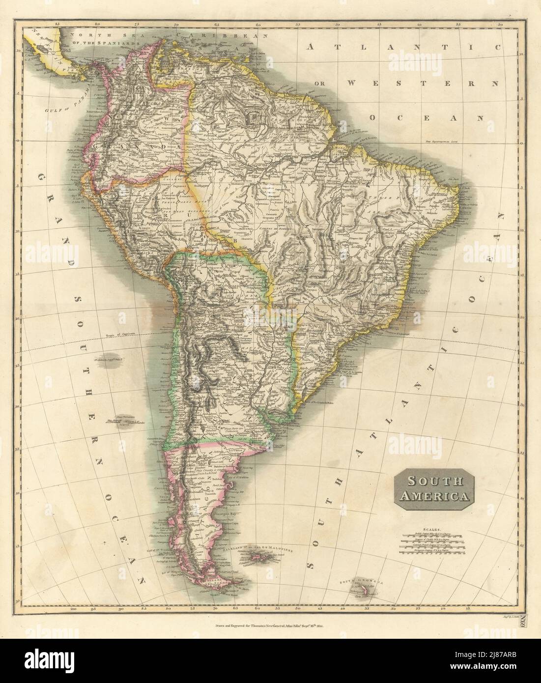 "South America". New Granada & Peru Viceroyalties. Tucuman. THOMSON ...