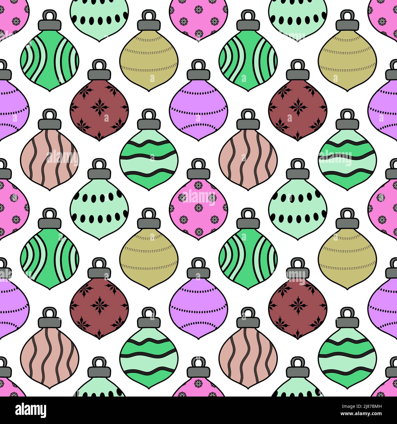 New year seamless Christmas tree balls pattern for fabrics and ...
