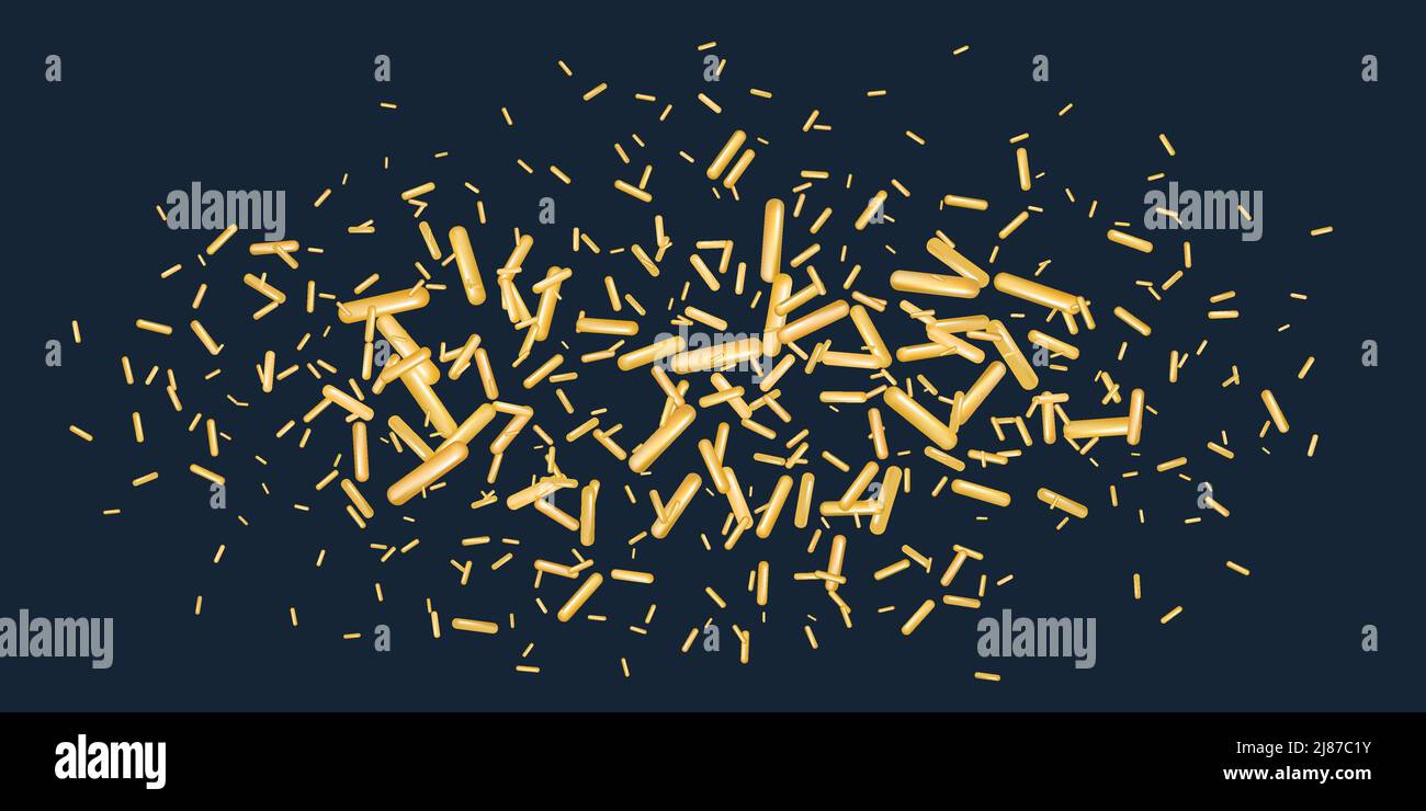 Sprinkle with gold grains of desserts. Abstract pattern with realistic ...