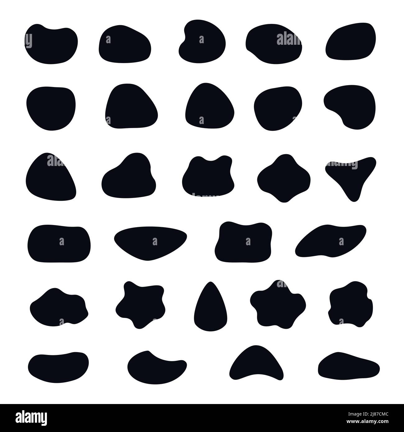 Set of different blotch shapes. Random abstract liquid shapes, round abstract organic elements ...