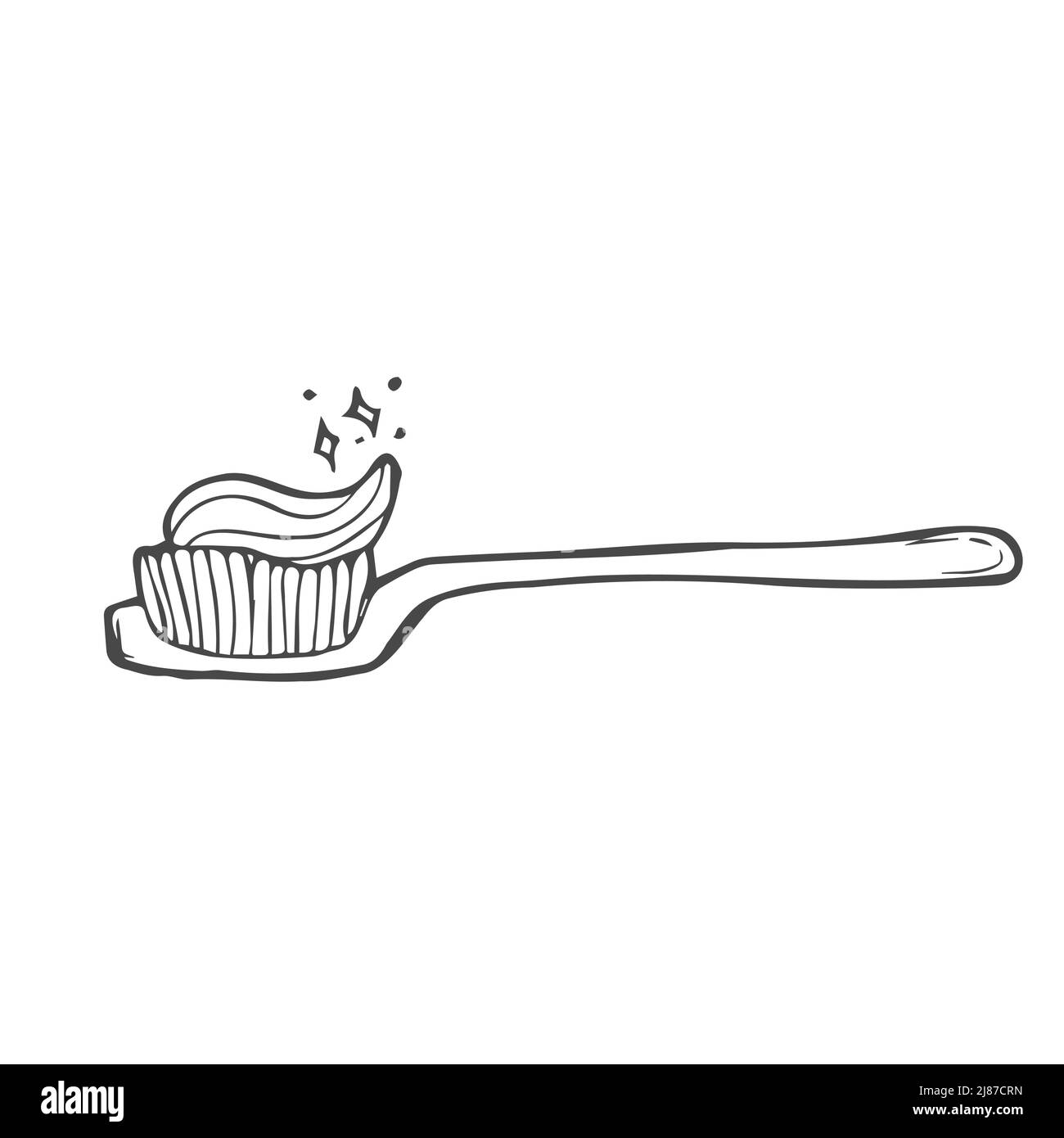 Toothbrush toothpaste line vector Black and White Stock Photos & Images ...