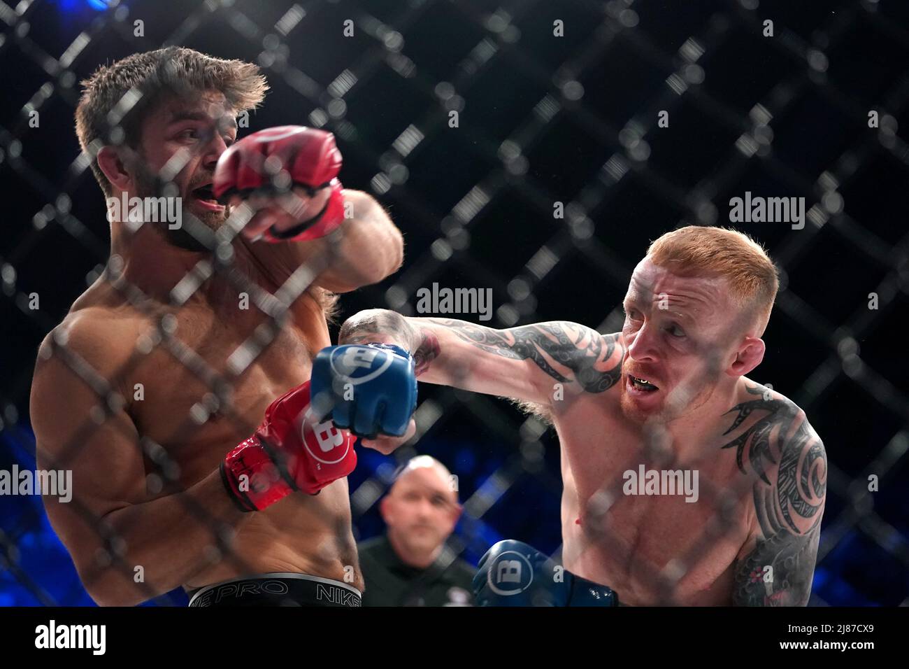 Alfie Davis (left) and Tim Wilde in action during the Lightweights ...