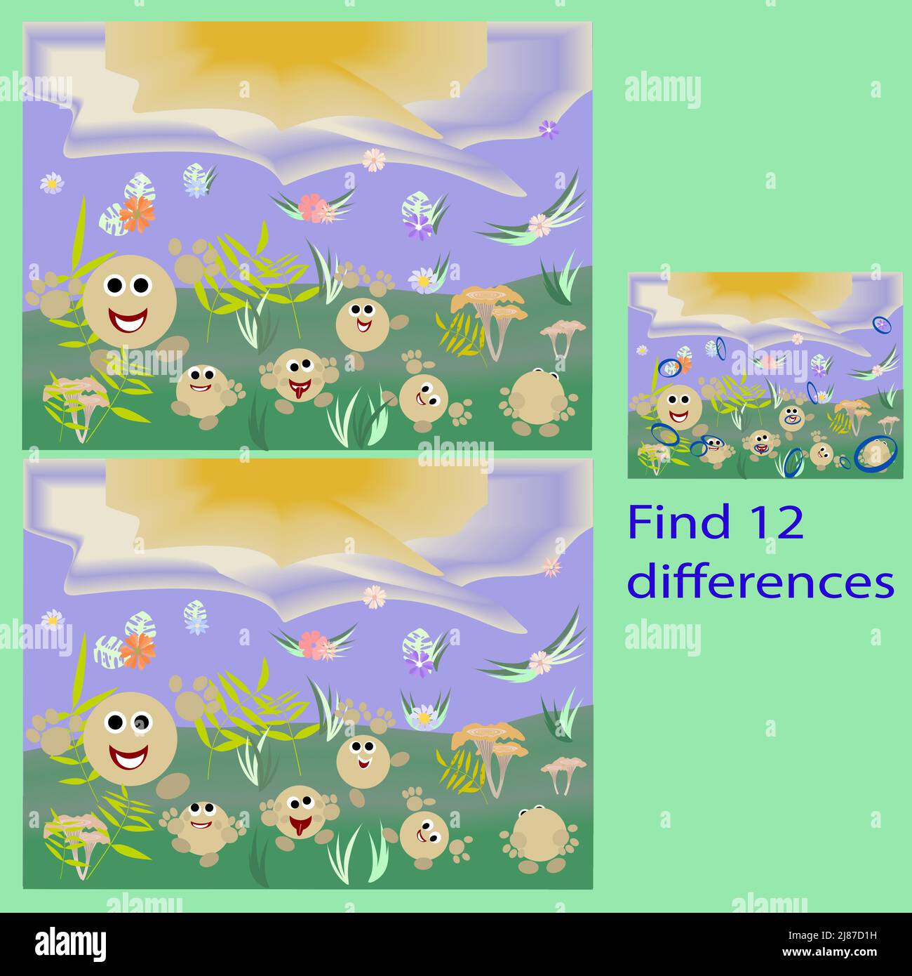 rebus find 12 differences for children under 7 years old little men on ...