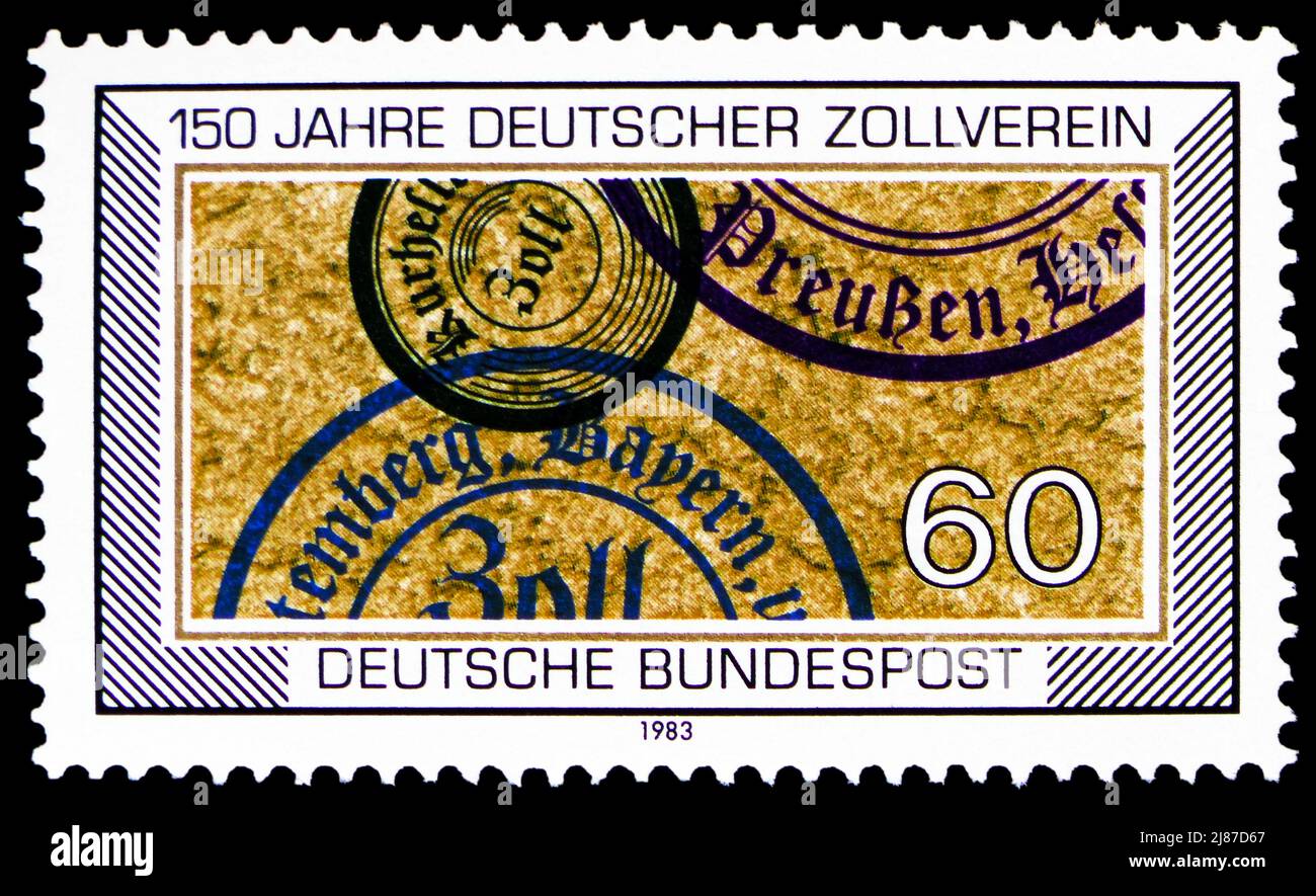 MOSCOW, RUSSIA - APRIL 10, 2022: Postage stamp printed in Germany ...