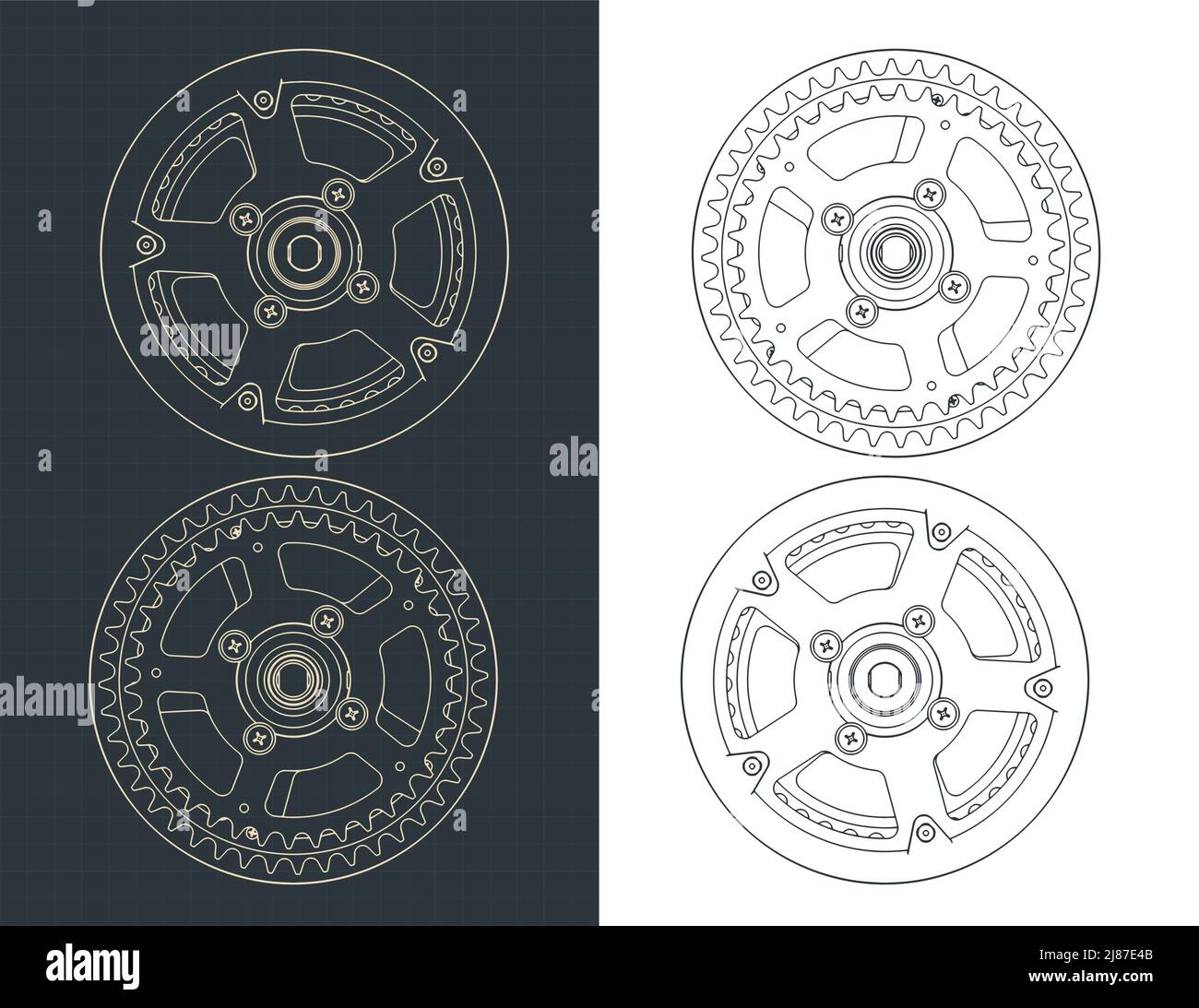 Stylized vector illustration of blueprints of crankset Stock Vector ...