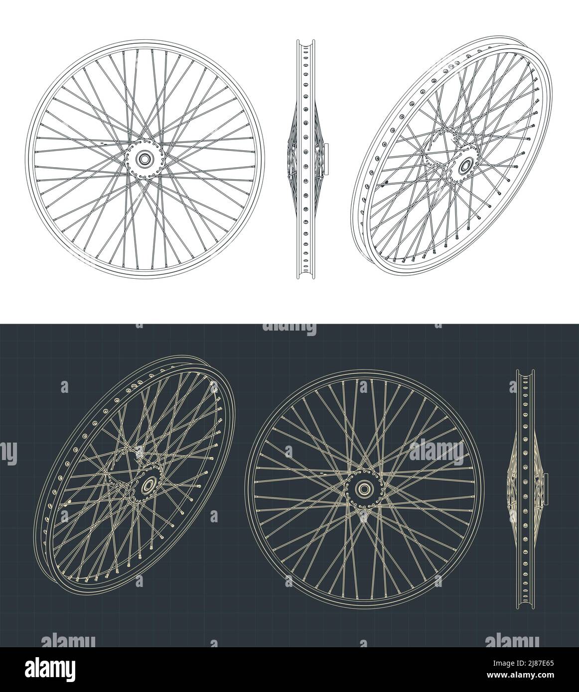 Stylized vector illustration of blueprints of bicycle rim Stock Vector ...