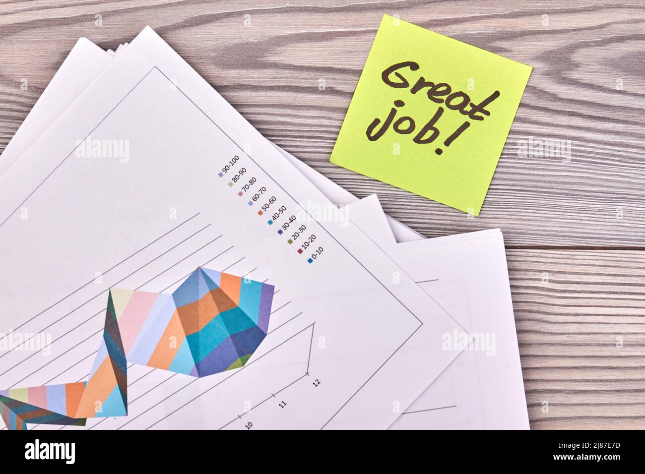 Great job handwriting and work papers with charts. White desk ...