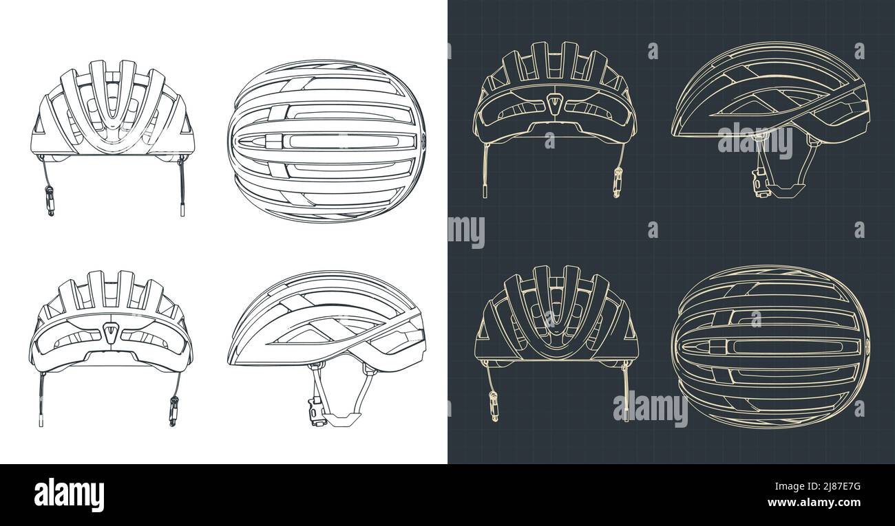 Stylized vector illustration of blueprints of bike helmet Stock Vector ...