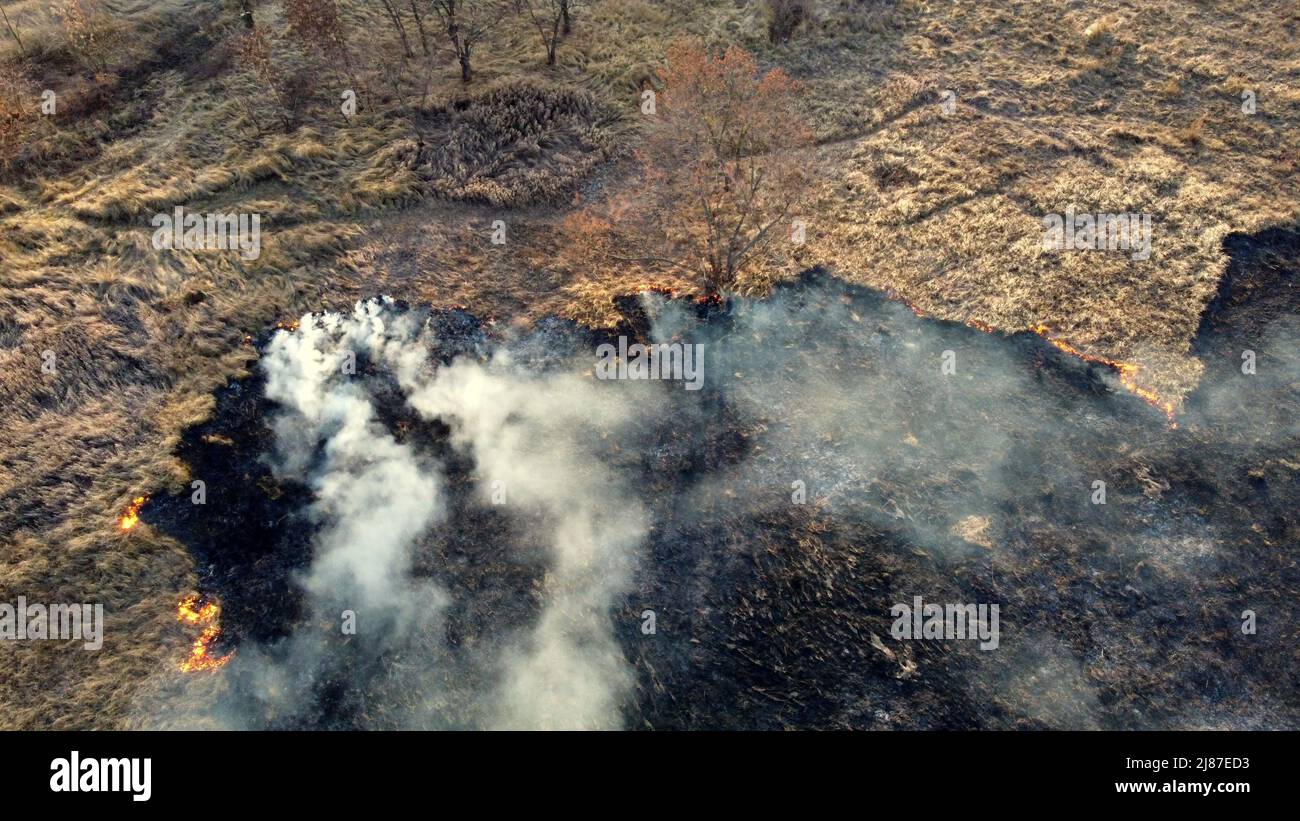 Aerial view burning ground rising hi-res stock photography and images ...