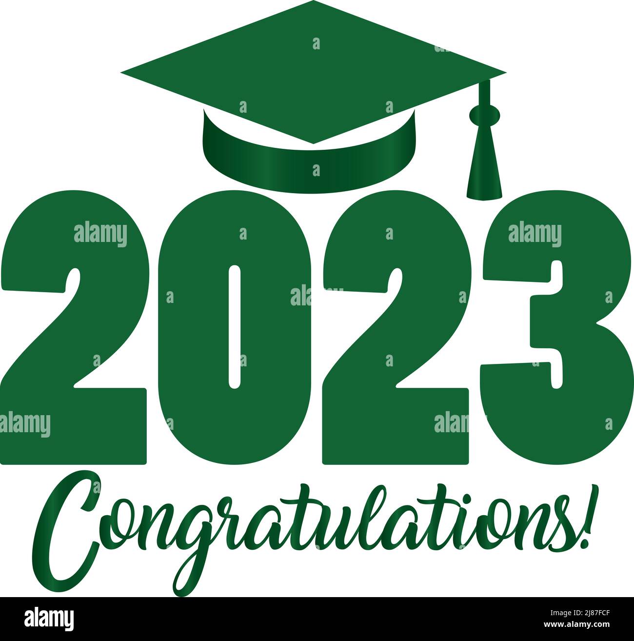 Green 2023 Congratulations with Graduation Cap Stacked Graphic Stock ...