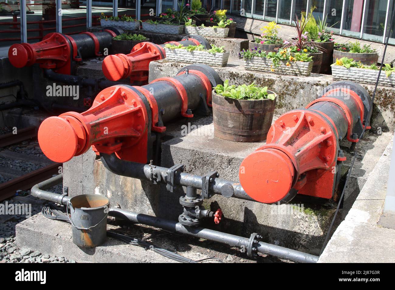 Railway buffer stops at Bradford Interchange railway station decorated ...