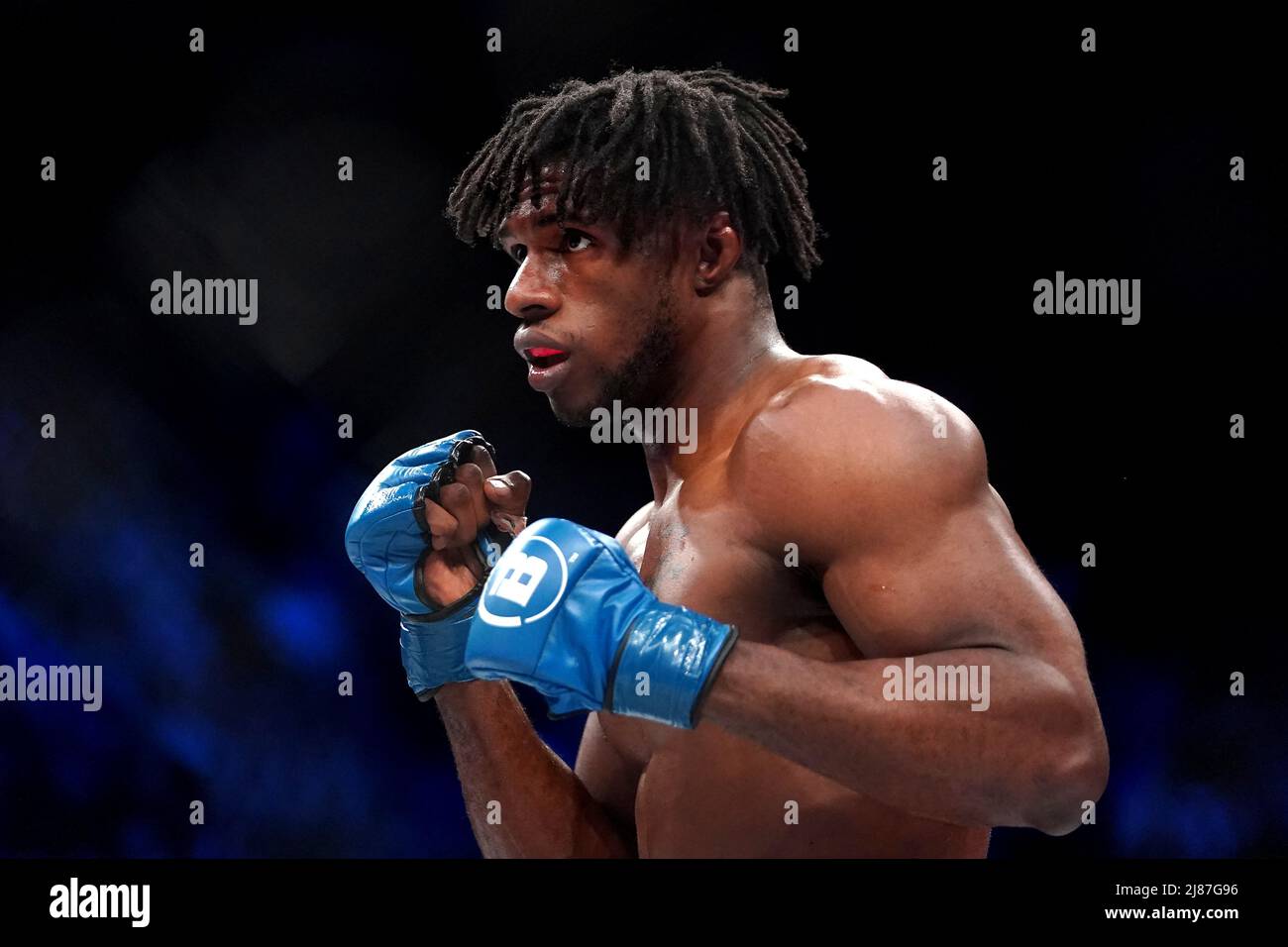 Simon Biyong in action during the light heavyweights fight at the SSE ...