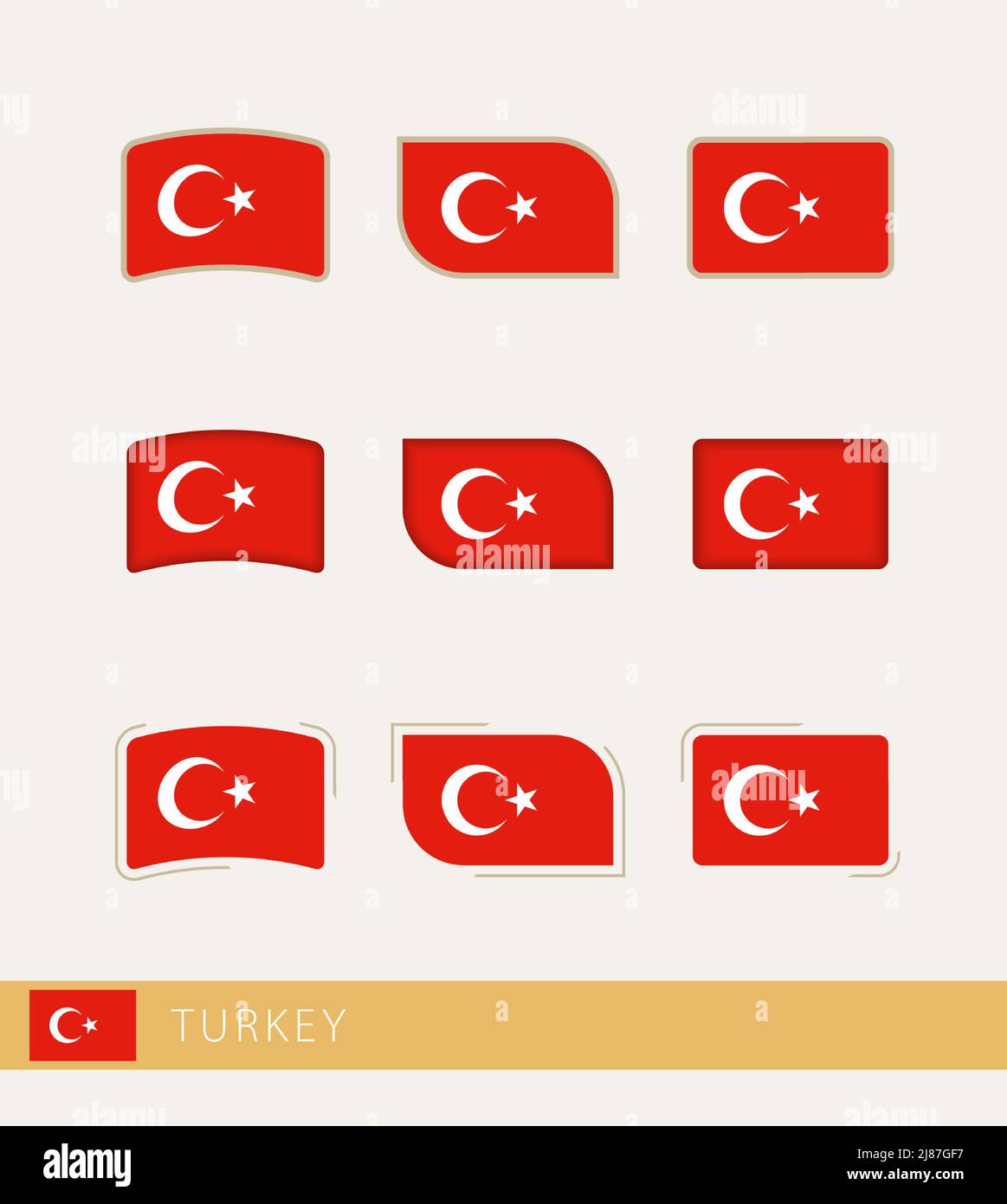 Vector flags of Turkey, collection of Turkey flags. Vector icon Stock ...