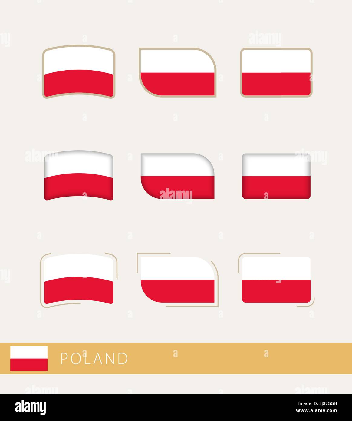 Vector flags of Poland, collection of Poland flags. Vector icon Stock ...