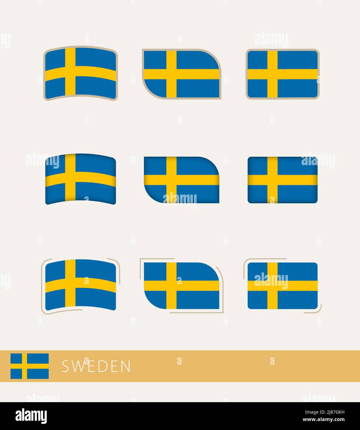 Vector flags of Sweden, collection of Sweden flags. Vector icon Stock ...