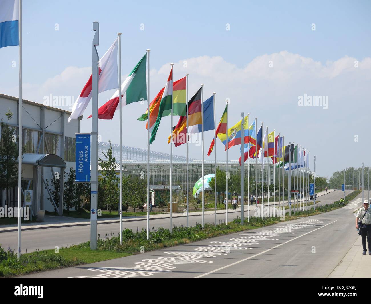 Floriade 2022: a row of flags outside the conference pavilion on Hortus ...