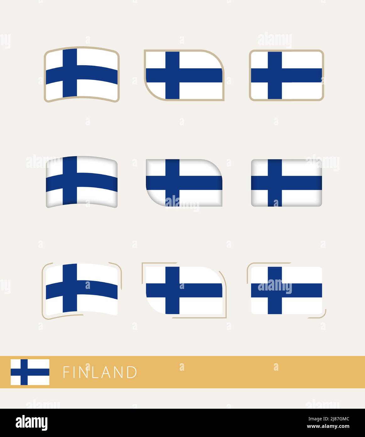 Vector flags of Finland, collection of Finland flags. Vector icon Stock ...