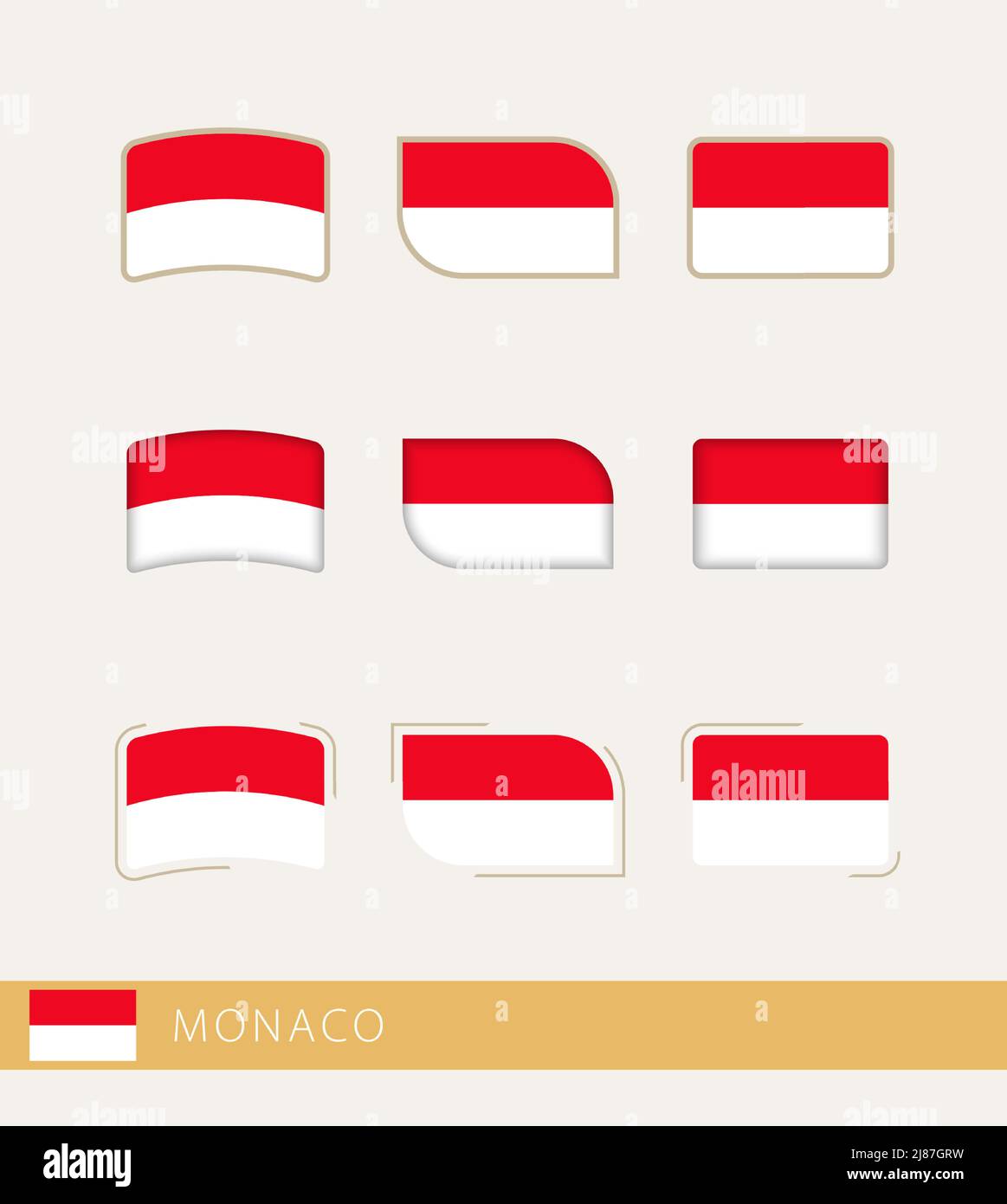Vector flags of Monaco, collection of Monaco flags. Vector icon Stock ...
