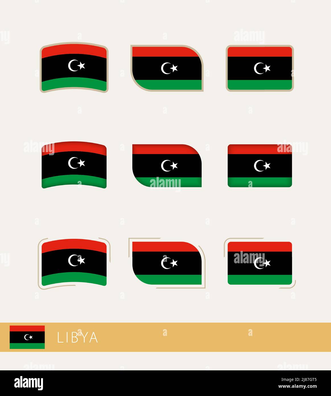 Vector flags of Libya, collection of Libya flags. Vector icon Stock ...