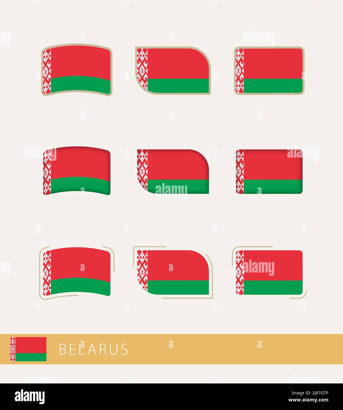 Vector flags of Belarus, collection of Belarus flags. Vector icon Stock ...