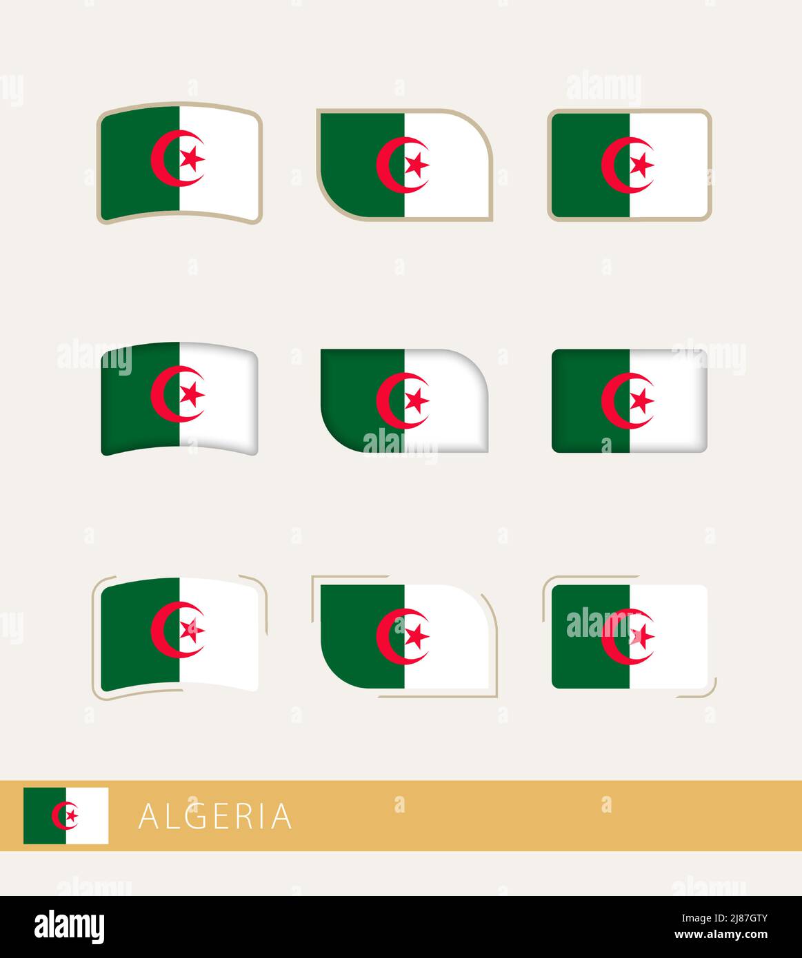 Vector flags of Algeria, collection of Algeria flags. Vector icon Stock ...