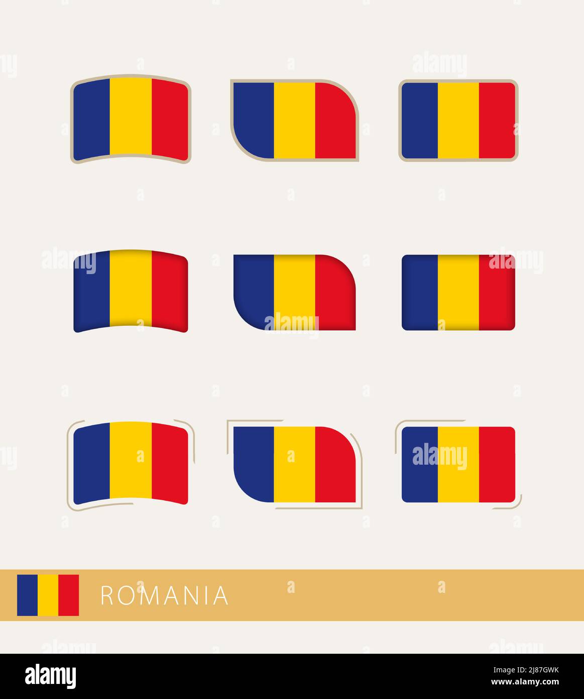 Vector flags of Romania, collection of Romania flags. Vector icon Stock ...