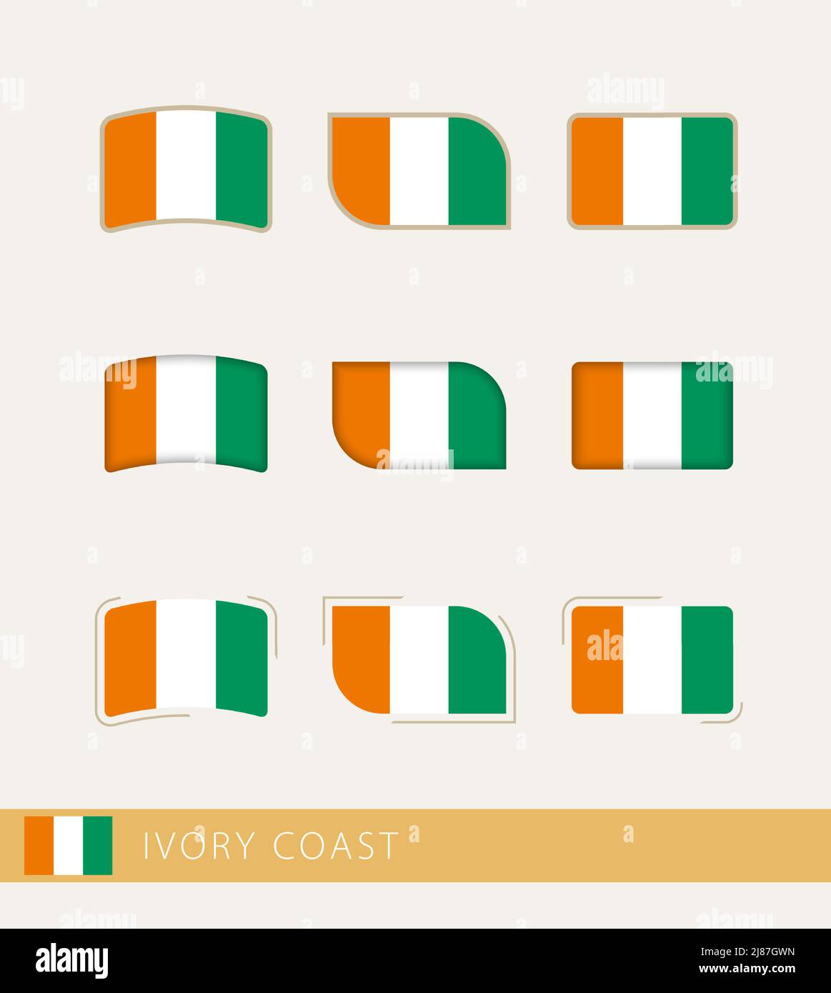 Vector flags of Ivory Coast, collection of Ivory Coast flags. Vector ...