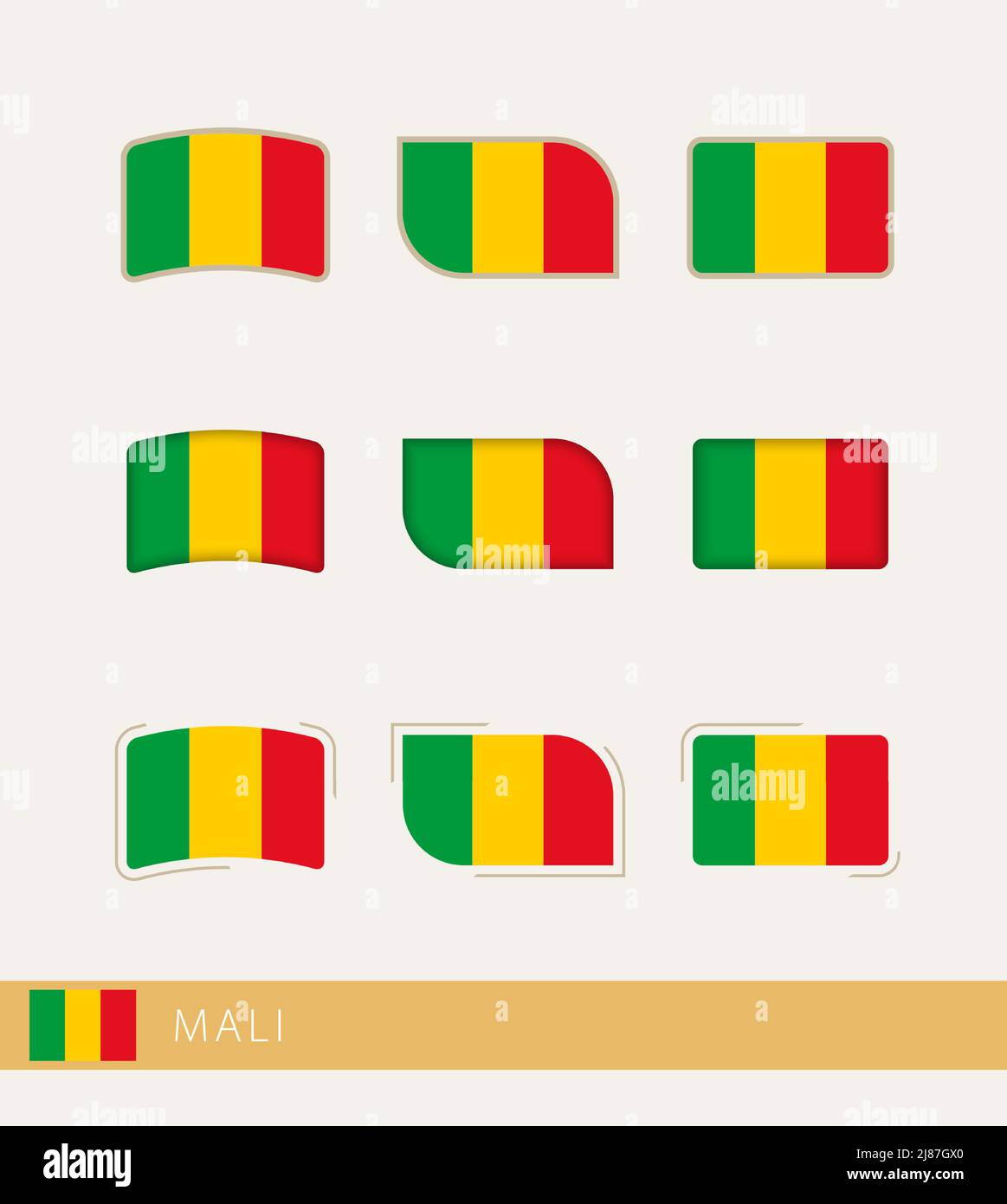 Vector flags of Mali, collection of Mali flags. Vector icon Stock ...