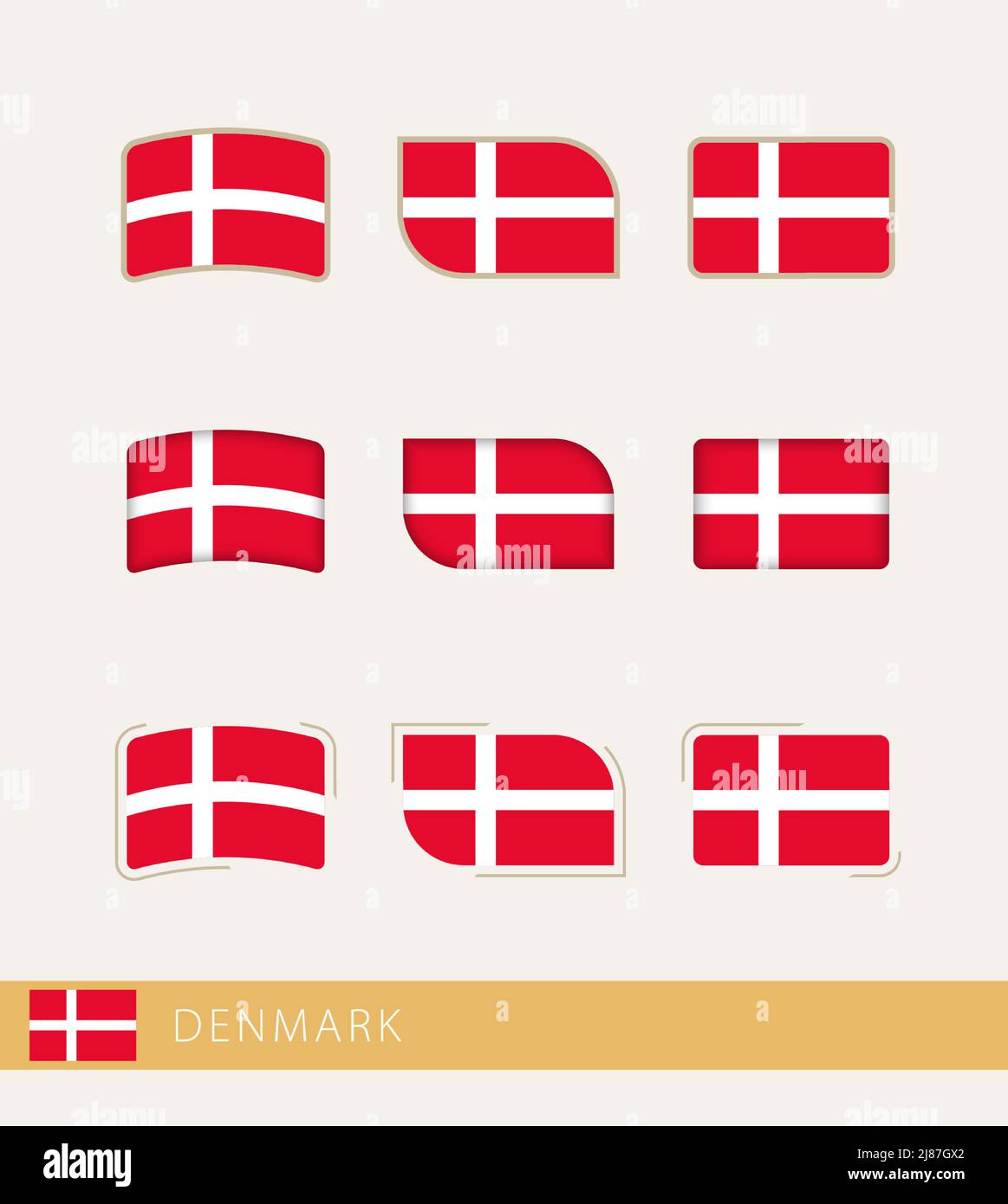 Vector flags of Denmark, collection of Denmark flags. Vector icon Stock ...