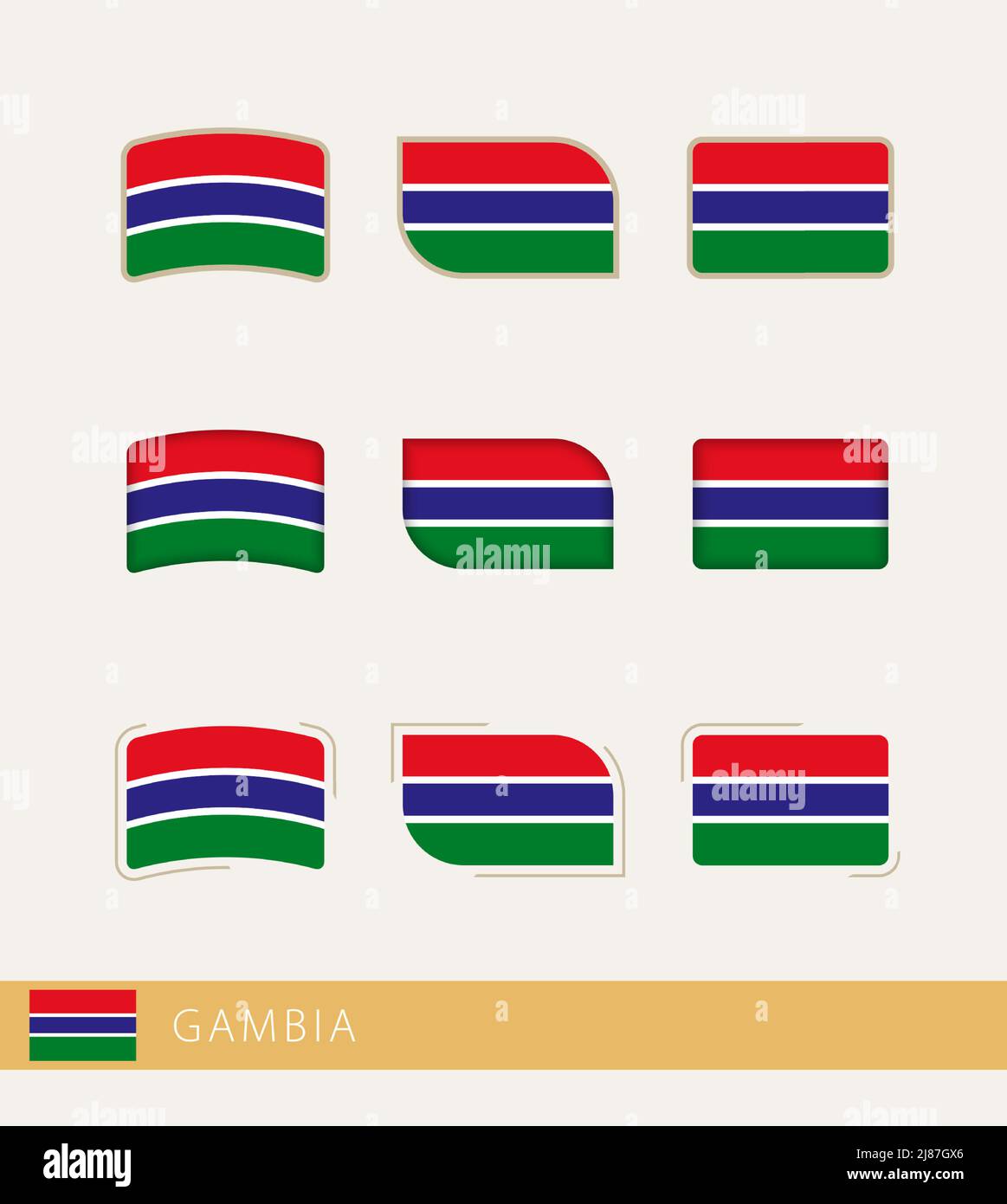 Vector flags of Gambia, collection of Gambia flags. Vector icon Stock ...