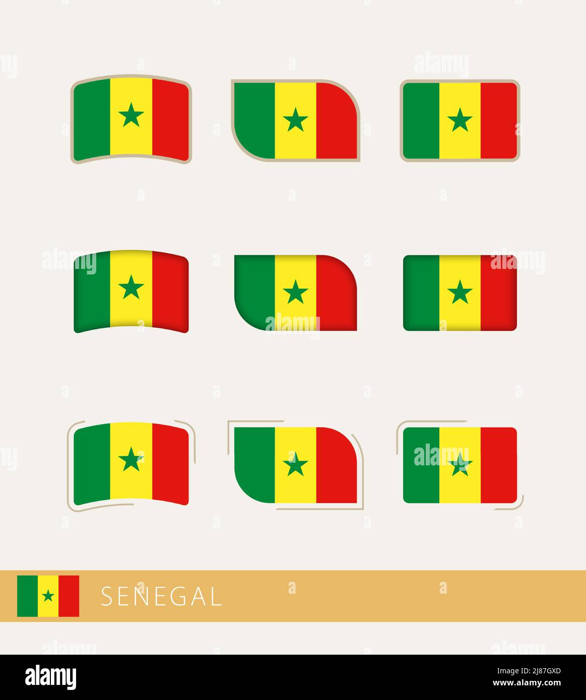 Vector flags of Senegal, collection of Senegal flags. Vector icon Stock ...
