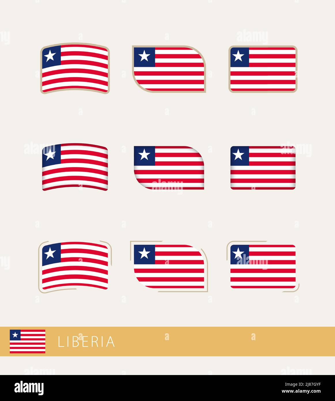 Vector flags of Liberia, collection of Liberia flags. Vector icon Stock ...