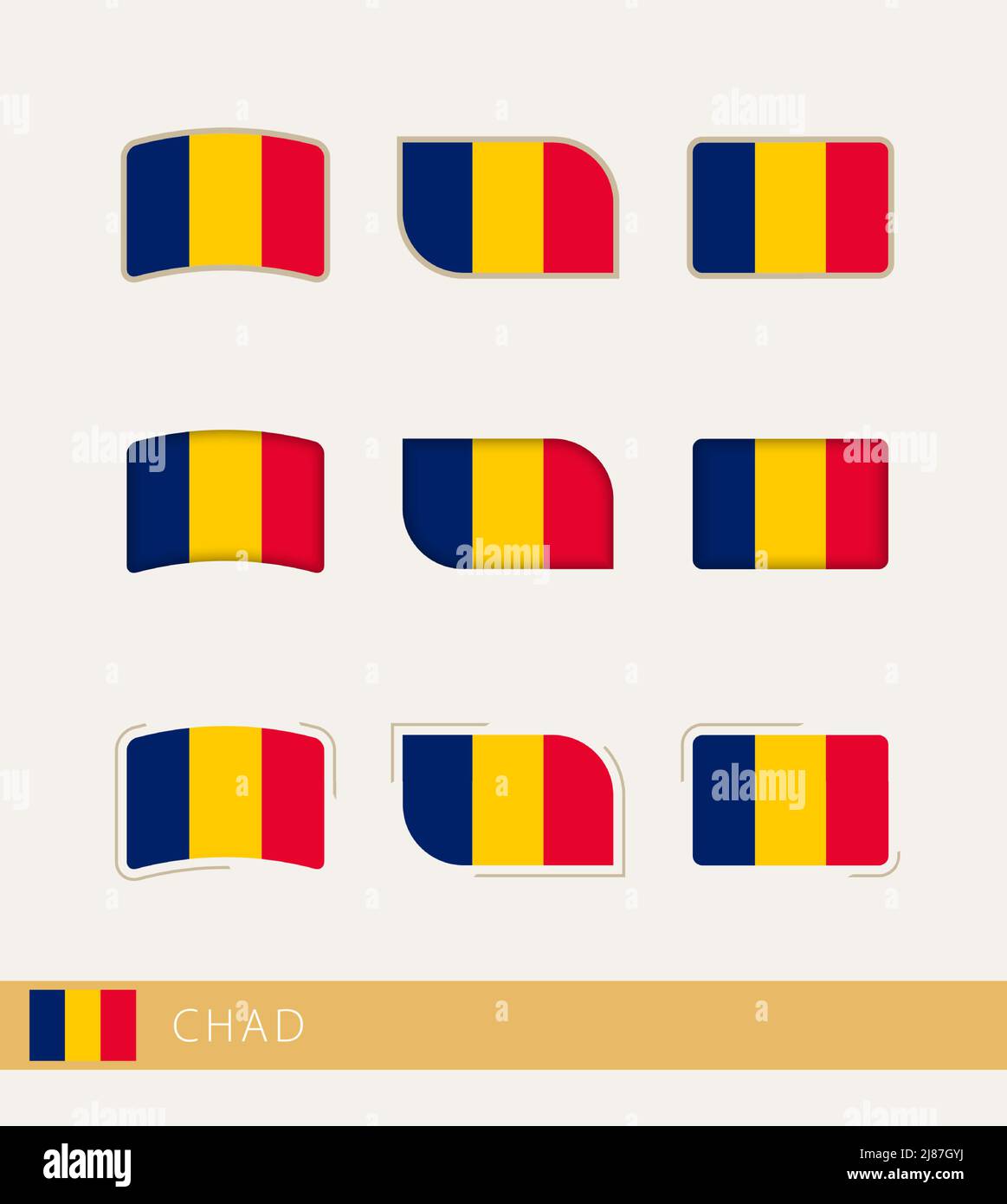 Vector flags of Chad, collection of Chad flags. Vector icon Stock ...