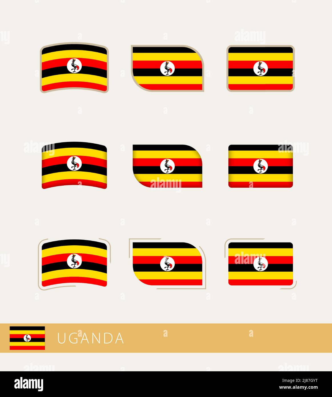 Vector flags of Uganda, collection of Uganda flags. Vector icon Stock ...