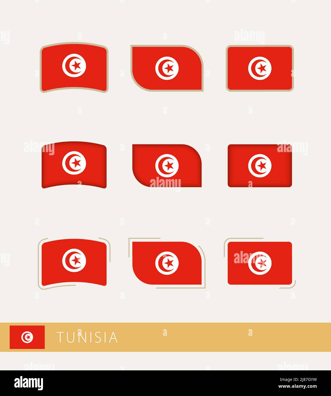 Vector flags of Tunisia, collection of Tunisia flags. Vector icon Stock Vector Image & Art - Alamy