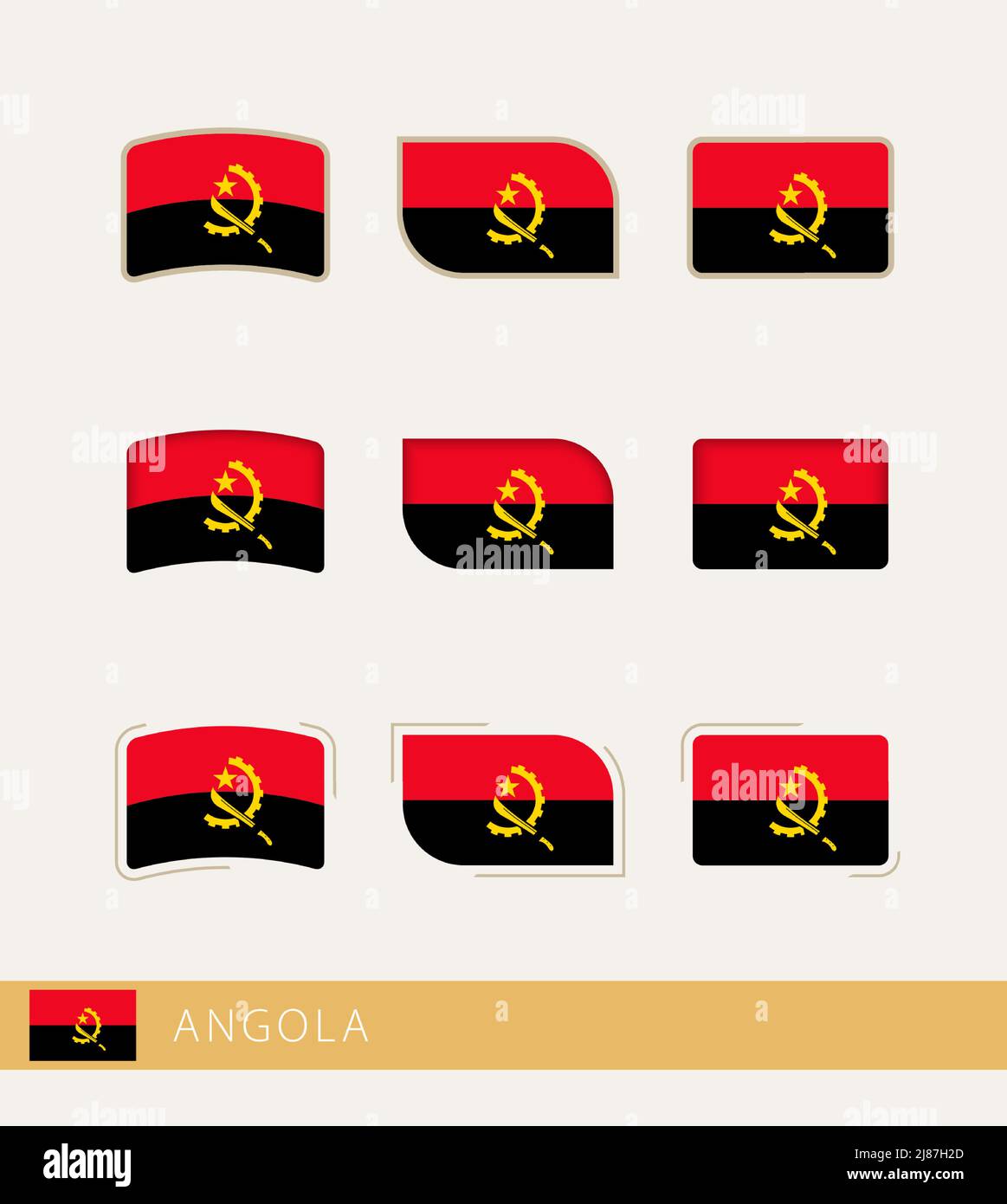 Vector flags of Angola, collection of Angola flags. Vector icon Stock ...